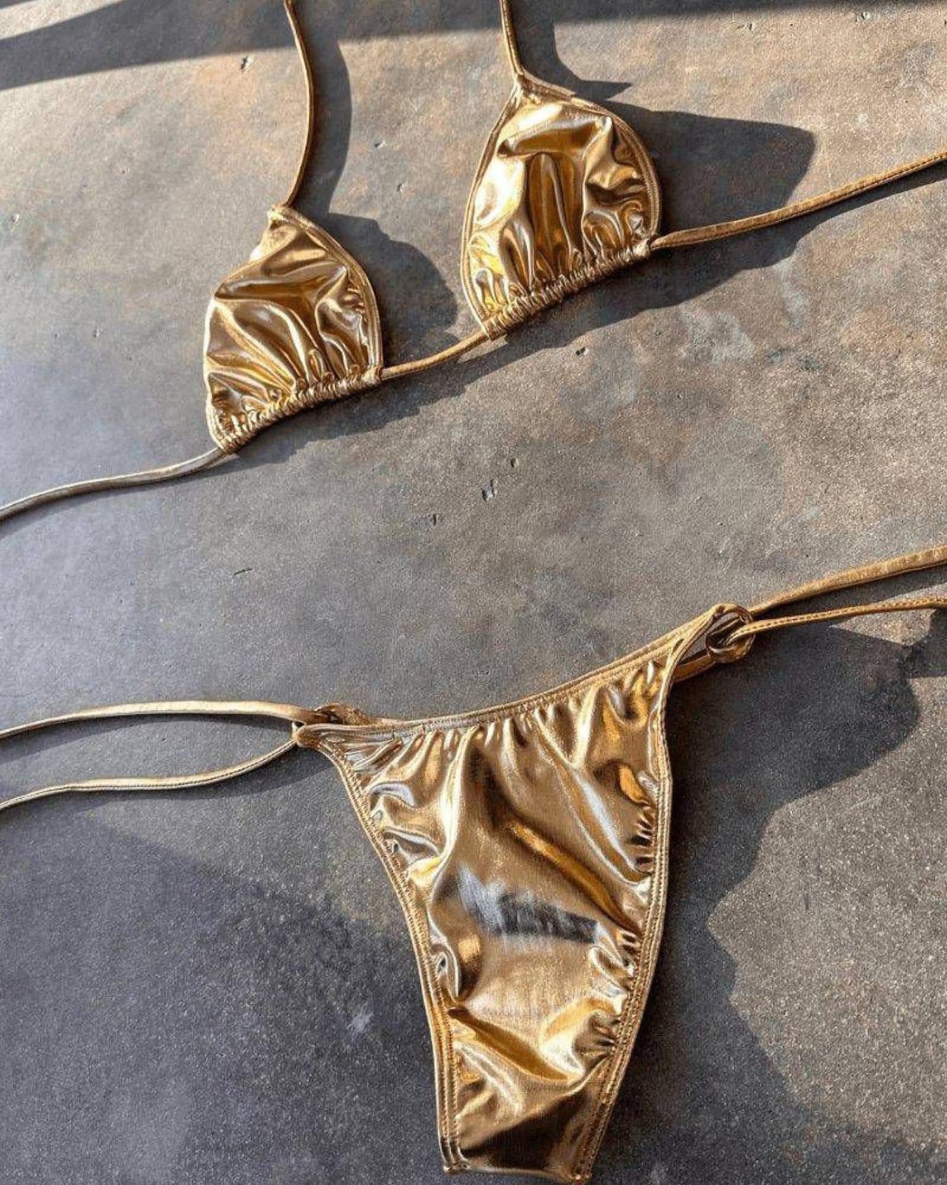 METALLIC 2 PIECE BIKINI GOLD - Swimwear | Mabel Love Co