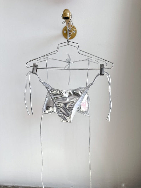 METALLIC 2 PIECE SILVER BIKINI - Swimwear | Mabel Love Co